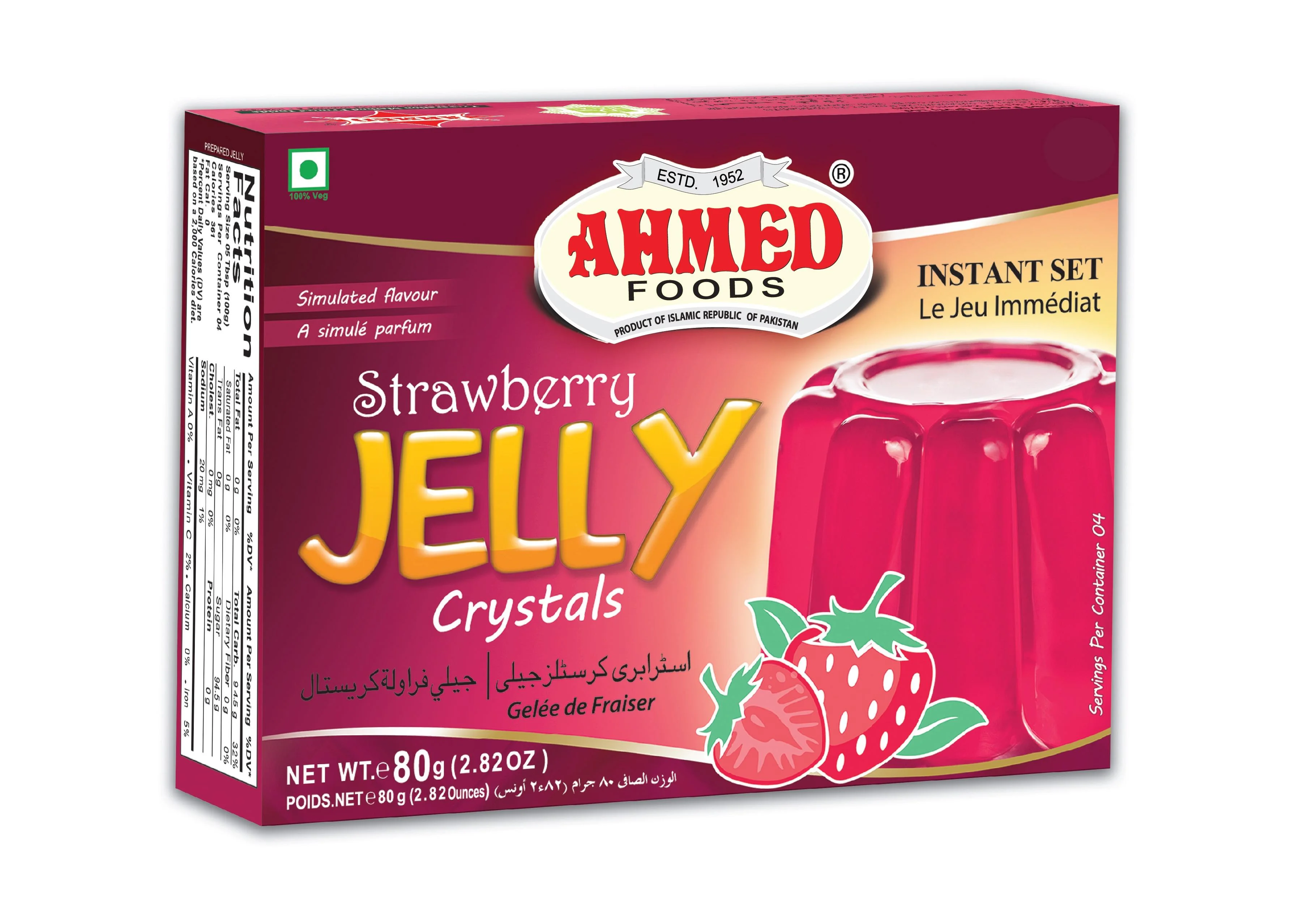 Buy Online Ahmed Strawberry Crystals Jelly (80g) | NJ USA.